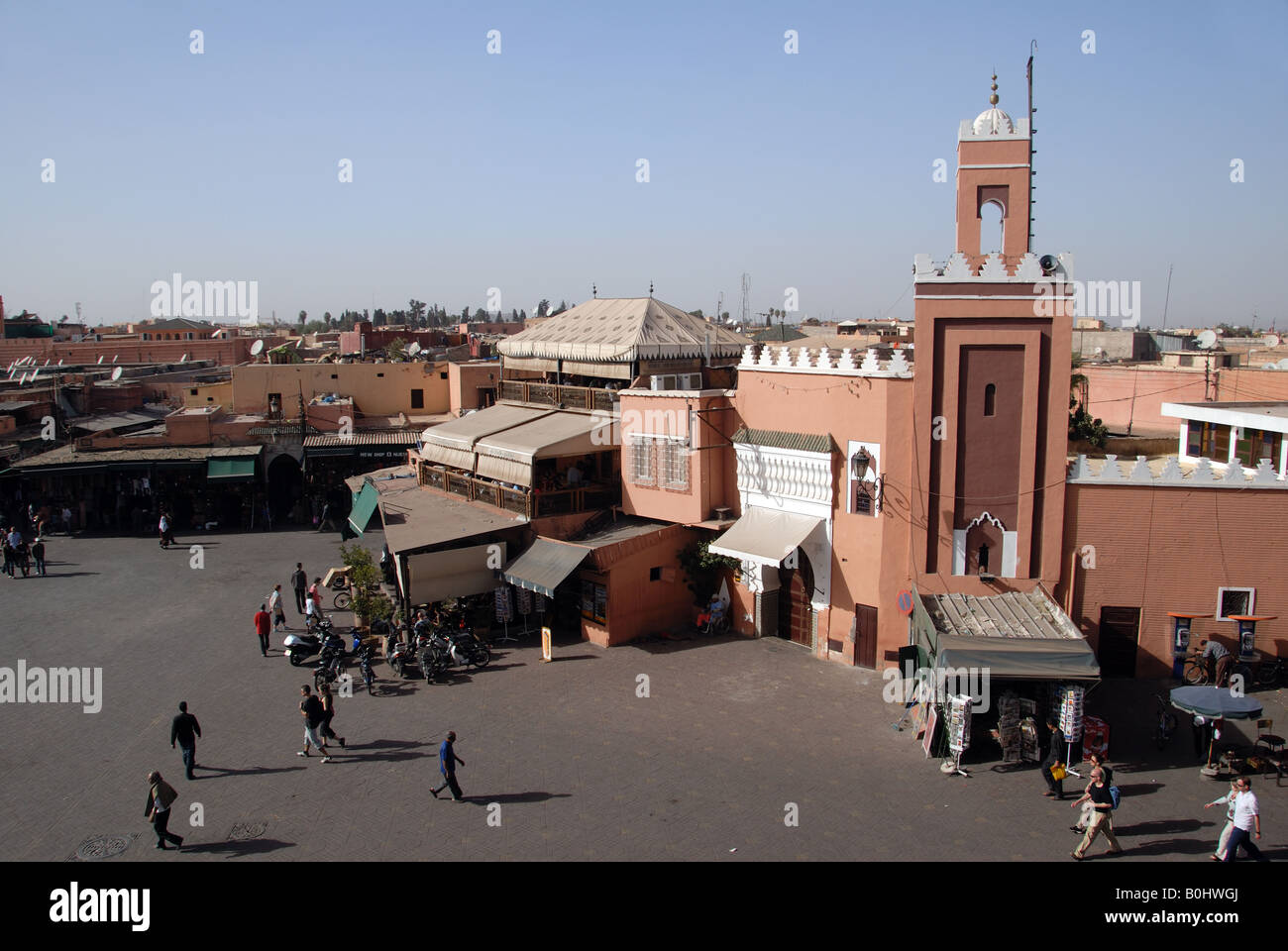 The main square "Djemaa el Fna" and mosque, Marrakech Morocco Stock ...