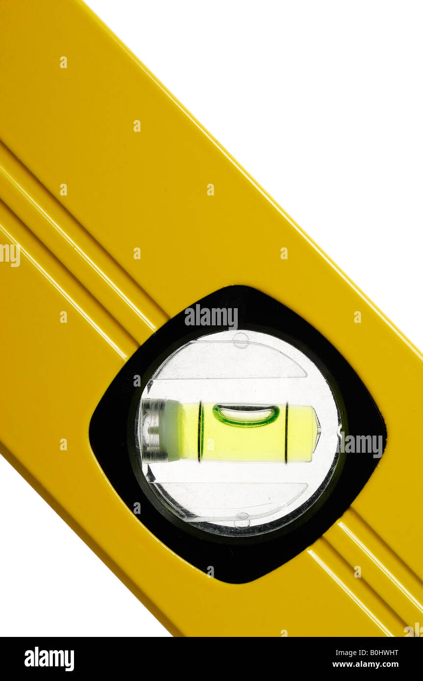 Bricklayers Level Yellow bubble level isolated Stock Photo - Alamy