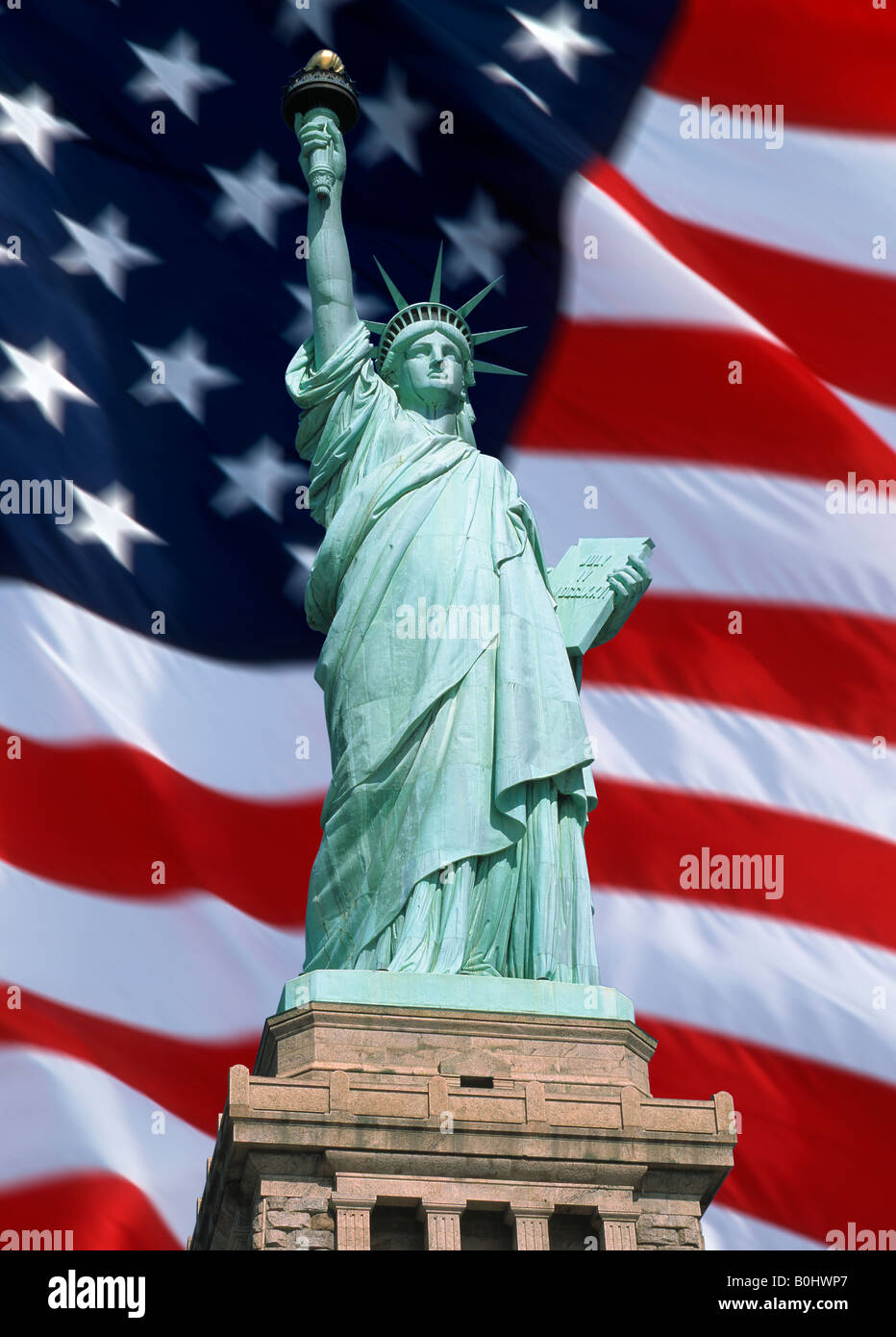 Statue of Liberty Stars and Stripes USA Flag Composite Stock Photo - Alamy