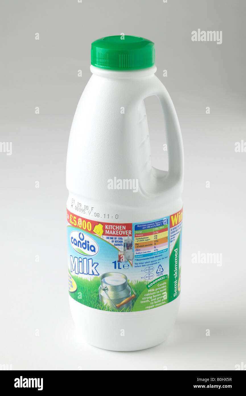 UHT Milk in HDPE Plastic polythene Container Stock Photo - Alamy