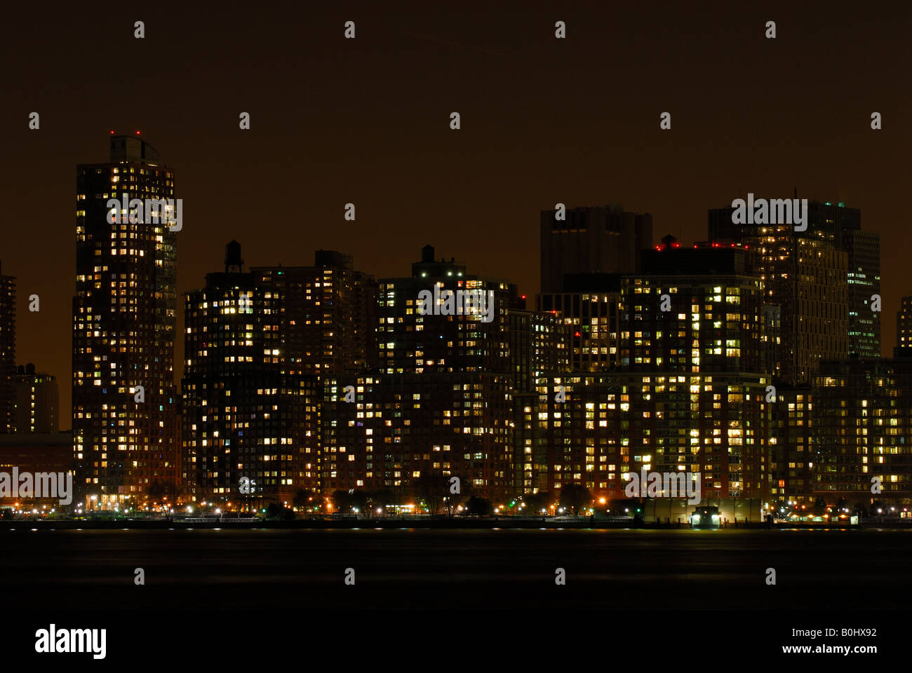 Manhattan Skyline at Night Stock Photo - Alamy