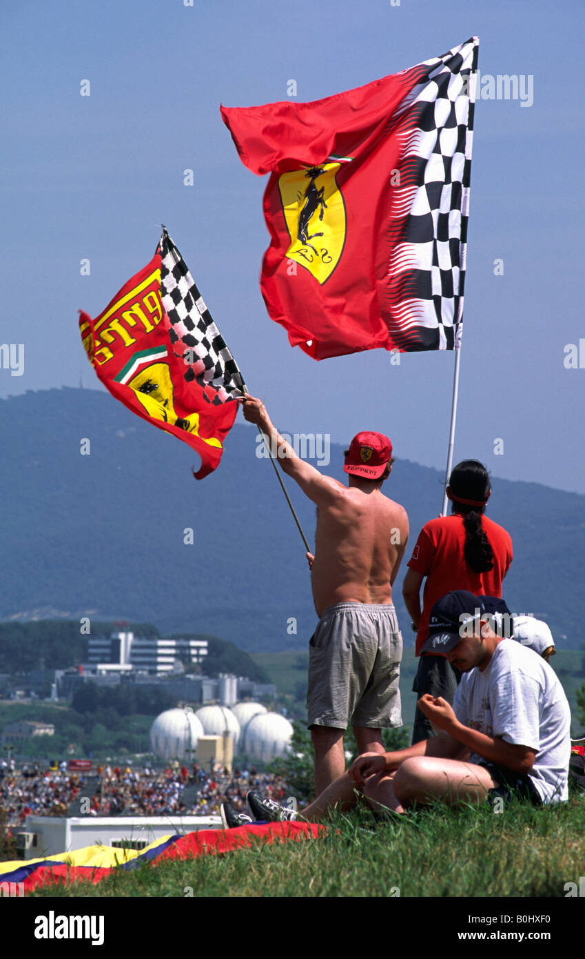 Ferrari fans at the 2003 Spanish F1 Grand Prix. Circuit de Catalonia ...