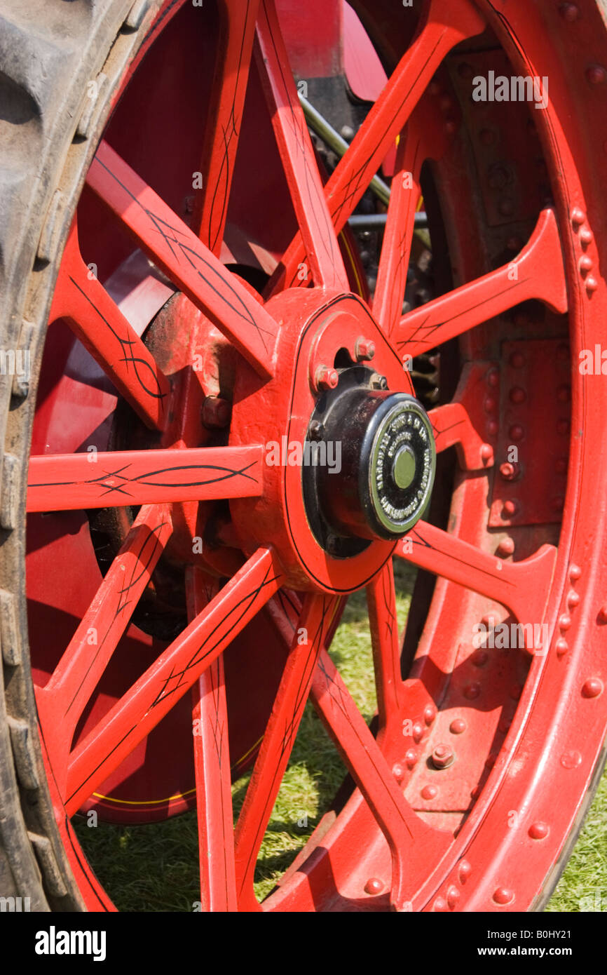 Large, red traction engine wheel Stock Photo - Alamy