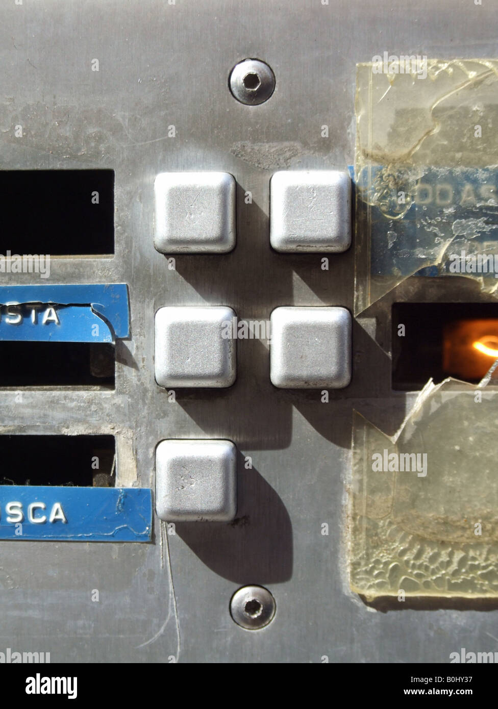 old damaged door bell-close up Stock Photo - Alamy