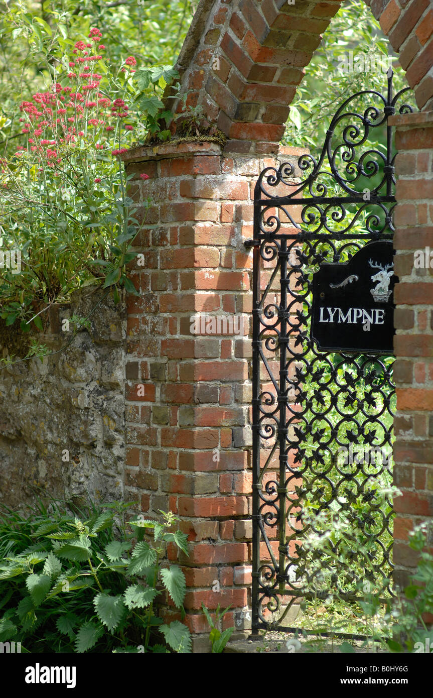 Entrance gate to a Lympne Hall house Stock Photo - Alamy