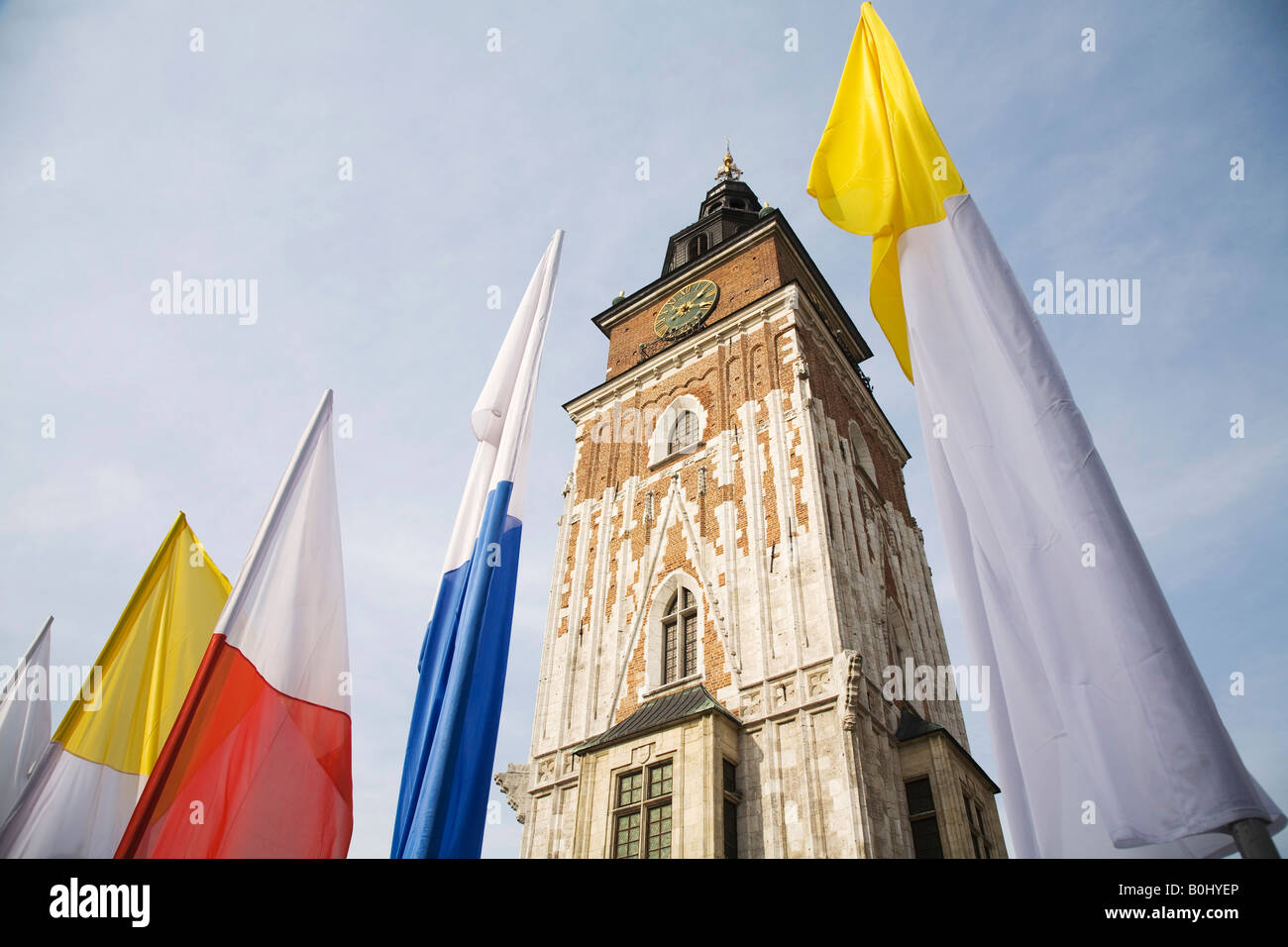 Town Hall with flags Krakow Poland Stock Photo - Alamy