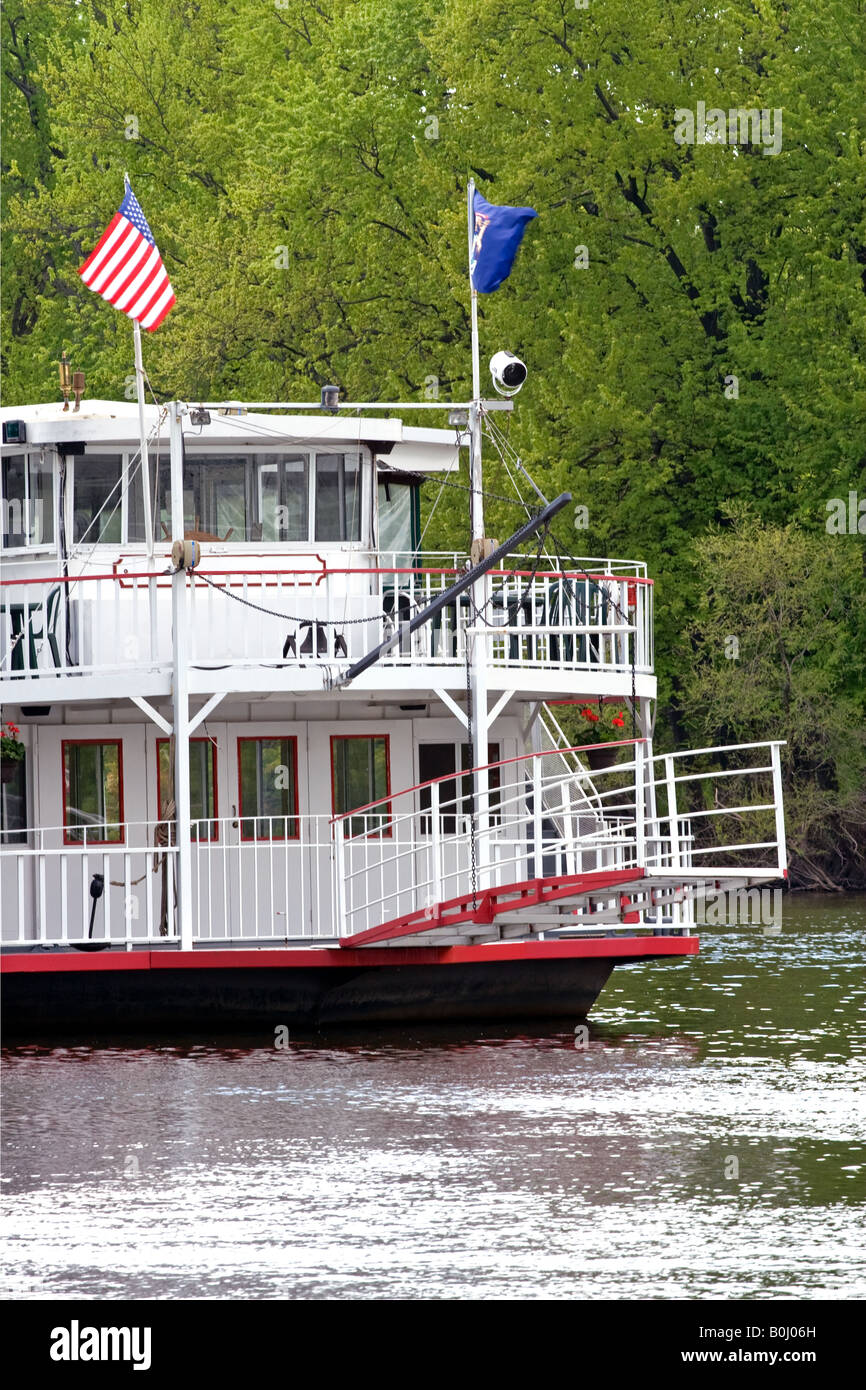 The bow with bow ramp of a riverboat at dock Stock Photo - Alamy