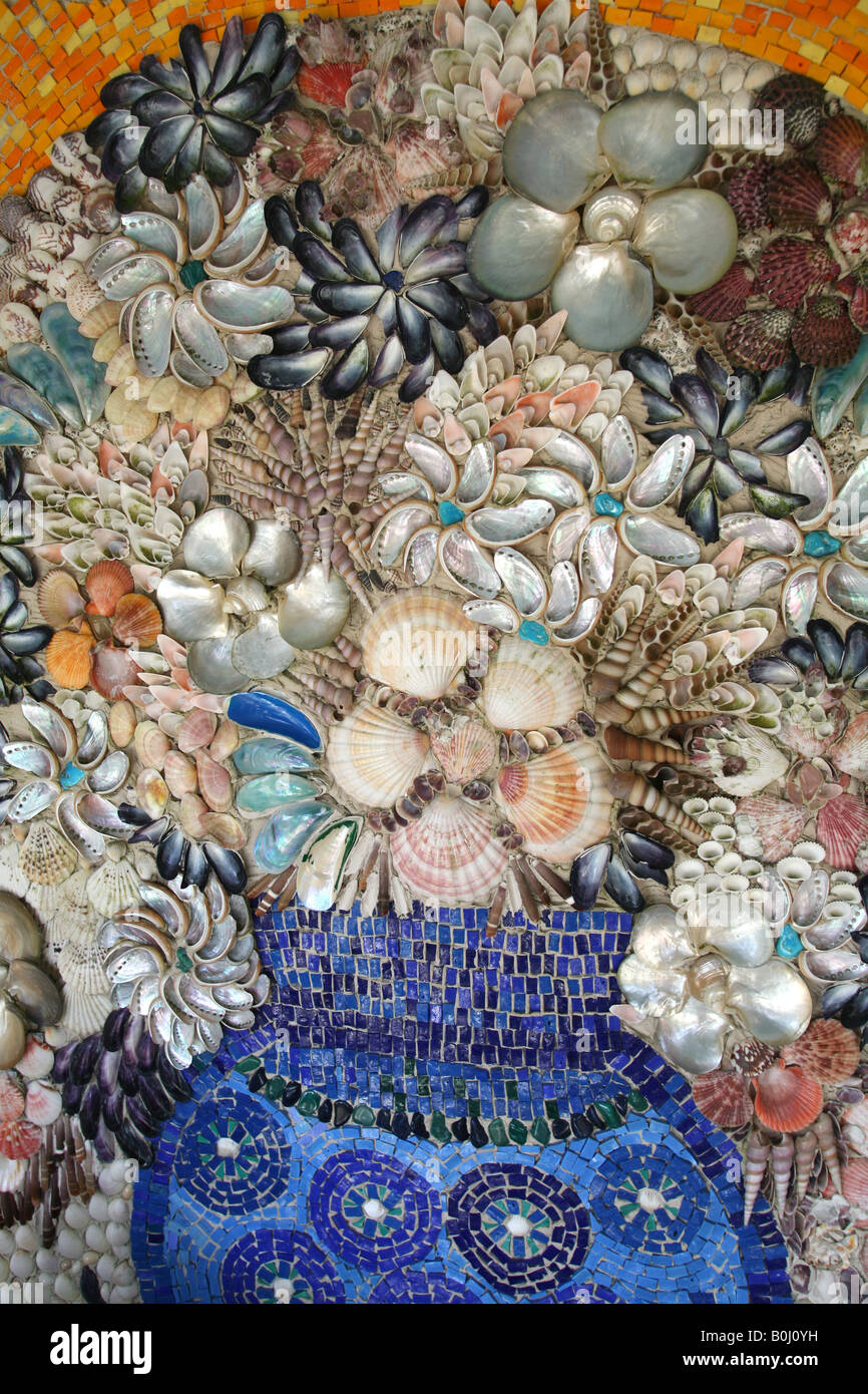 Shell mosaic, Tresco Abbey Gardens, Tresco, Isles of Scilly, UK Stock ...