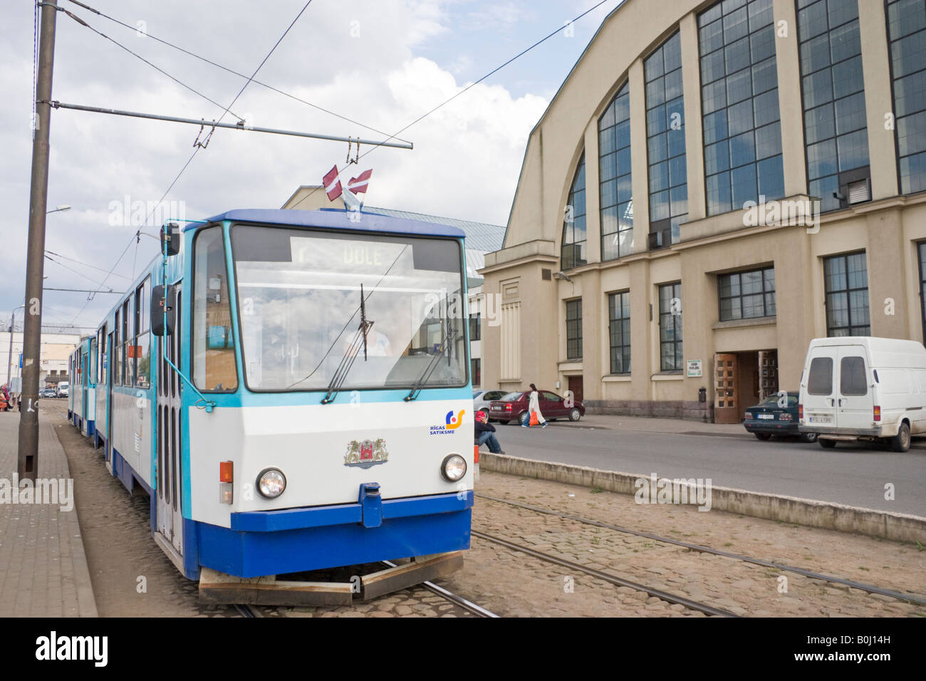Riga Central market, tram and zeppelin hangar, Latvia, Europe Stock ...