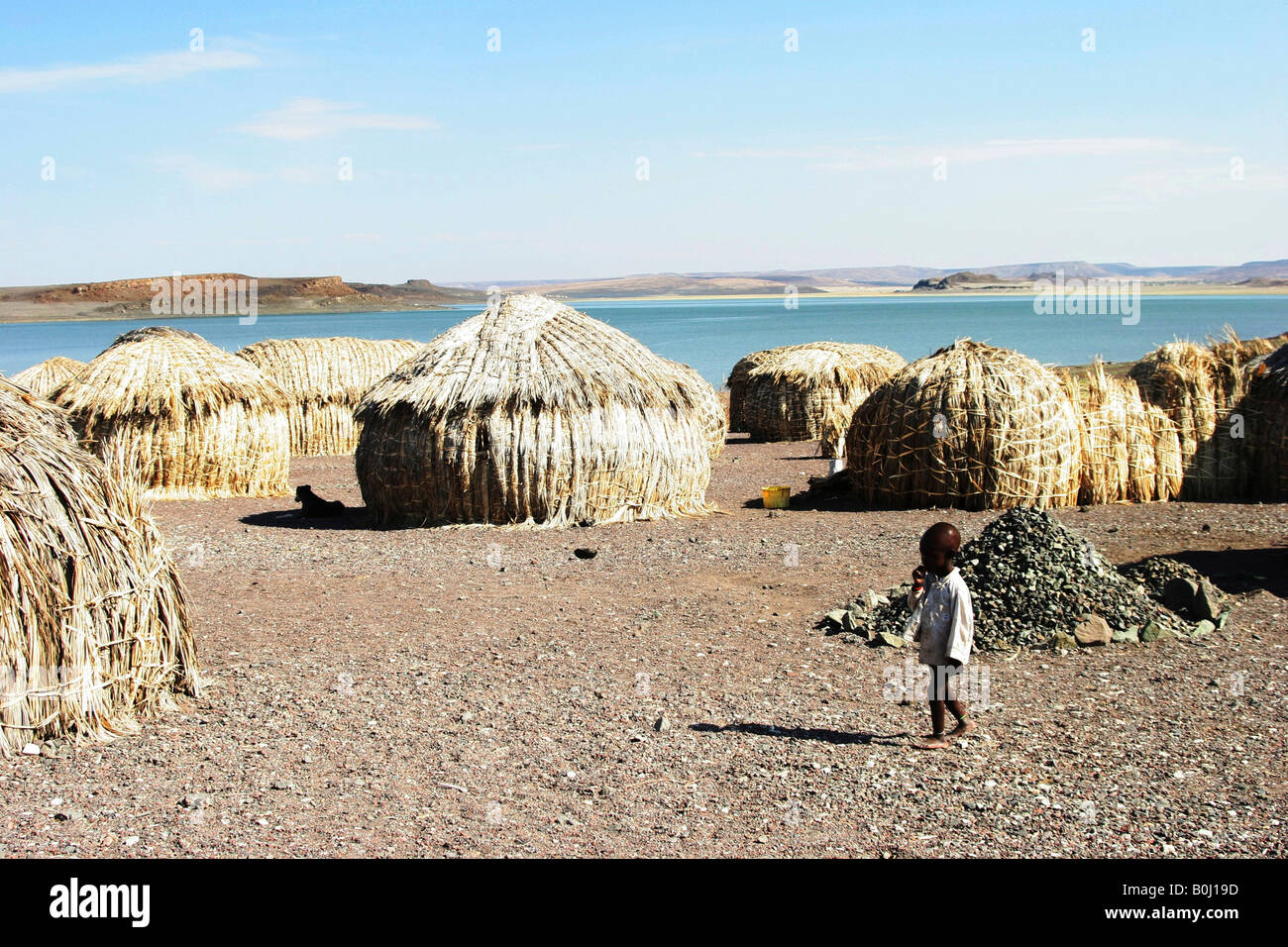 Africa Kenya Turkana District in northwest Kenya Straw huts in a ...