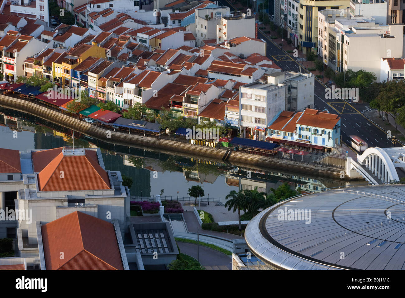Singapore River with Riverside Shops Stock Photo - Alamy