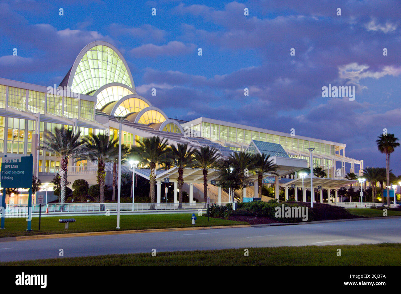The Orlando Florida Convention Center illuminated at dusk Stock Photo ...