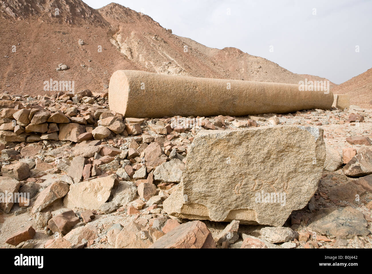Unfinished column in the quarry site at Mons Claudianus, Eastern Desert ...