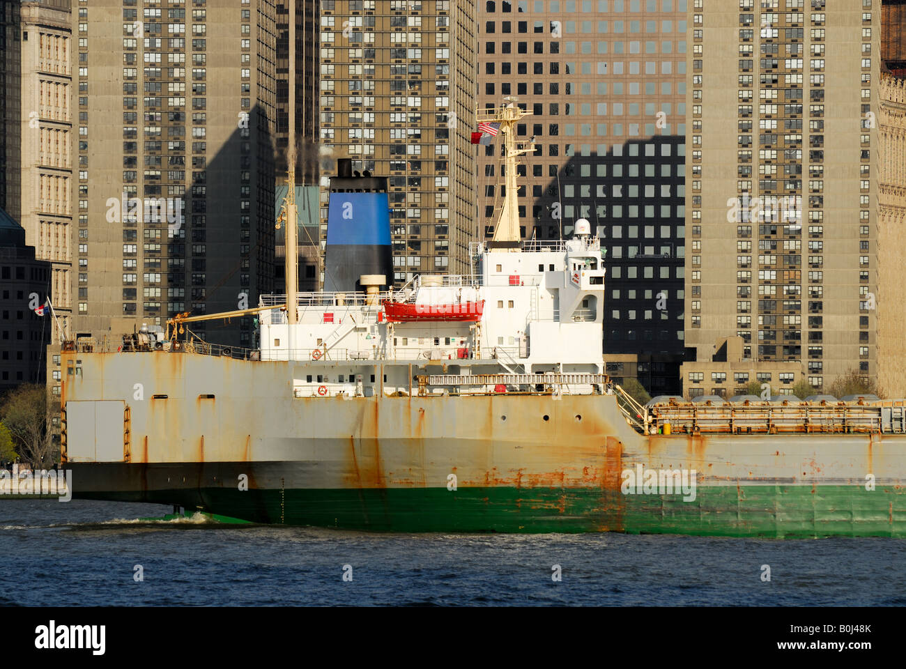 Cargo ship on Hudson River, New York Stock Photo - Alamy