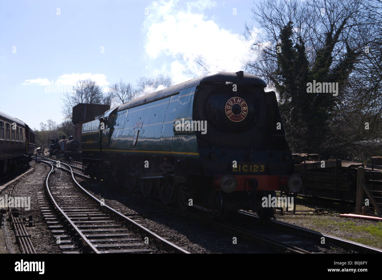 Steam engine (locomotive) on the Bluebell Railway, Sussex, England ...