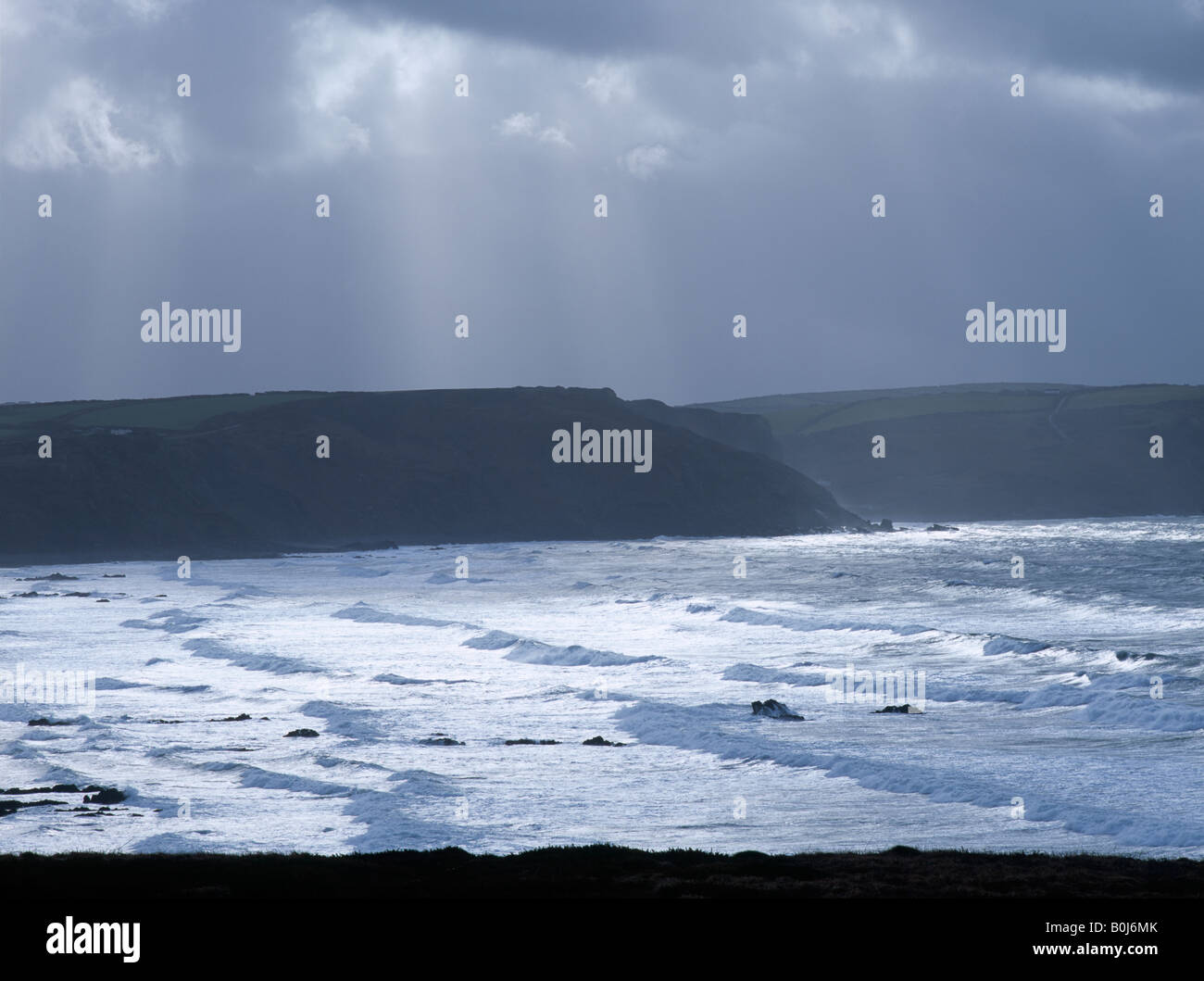 The rugged coastline of North Cornwall viewed from Lower Longbeak at ...