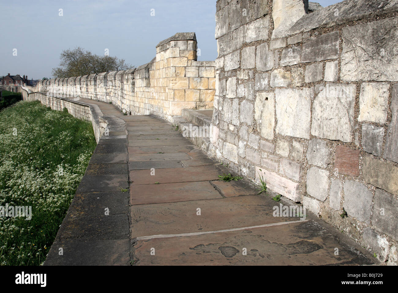 view along the city wall station rise york north yorkshire england uk ...