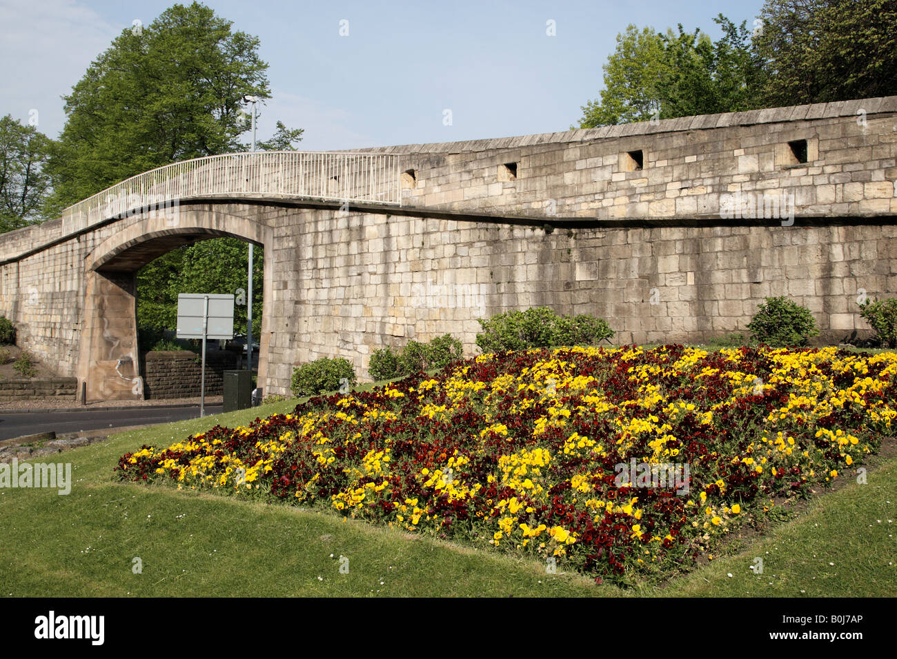 city walls and bridge over station road york north yorkshire england uk ...