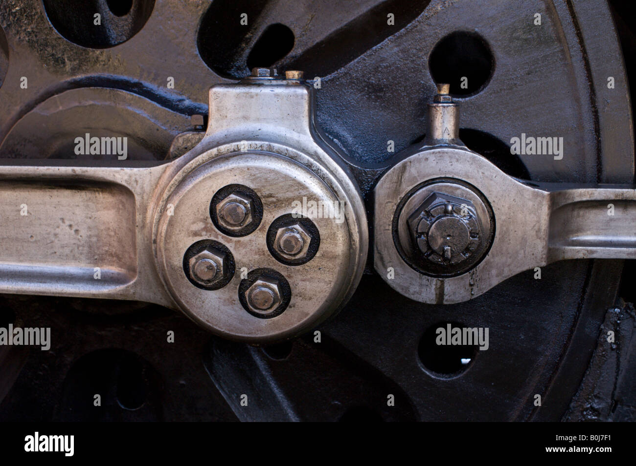 Linkages on a steam engine (locomotive) on the Bluebell Railway, Sussex ...