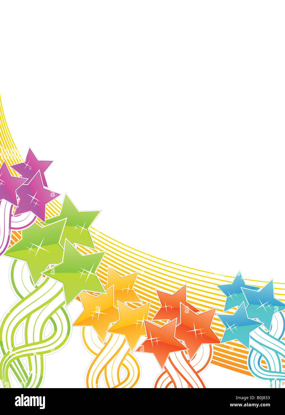 Vector illustration of a rainbow stars filled background with lined art ...