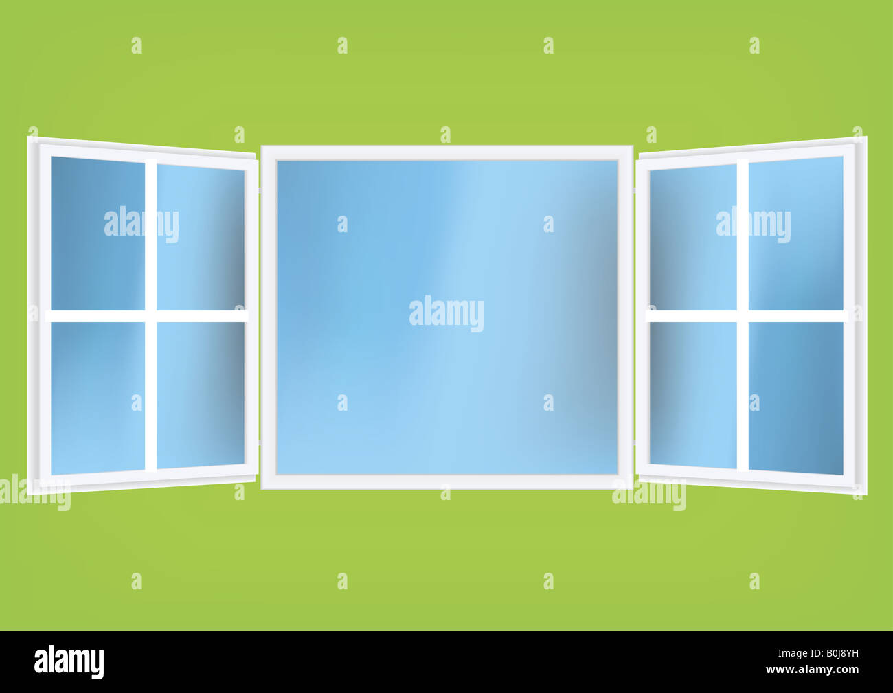Vector illustration of an open window with reflection on glass Easy to ...