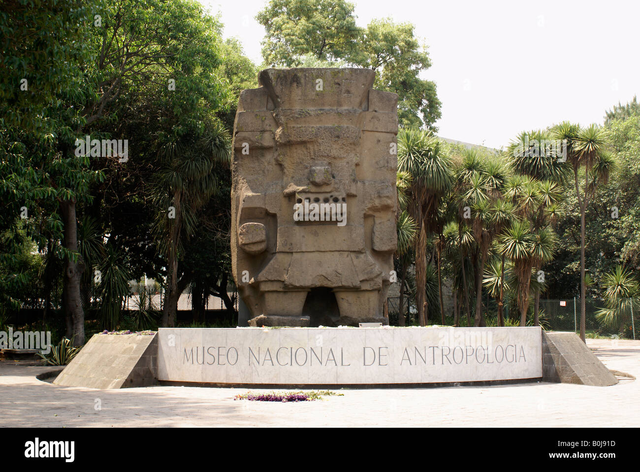 Aztec sculpture near the entrance to the National Museum of ...