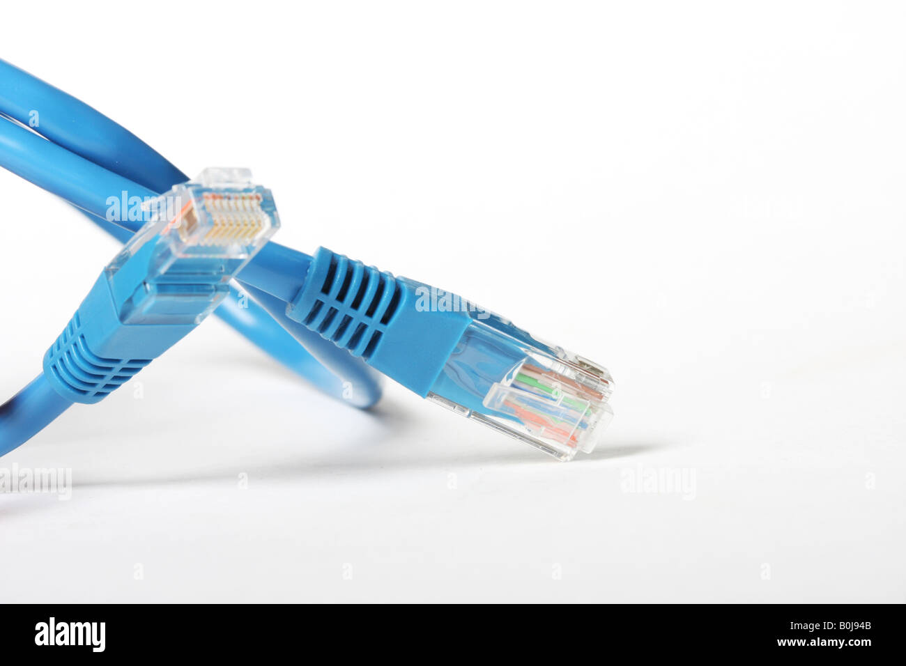 Category 5 network cables isolated on white blue colored Stock Photo ...