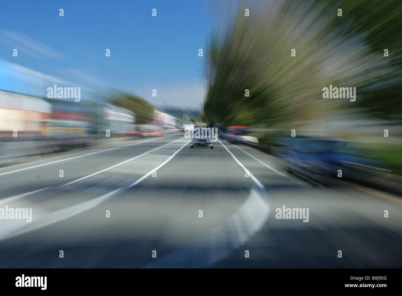 Truck travelling on road with special effect to suggest speed/danger ...