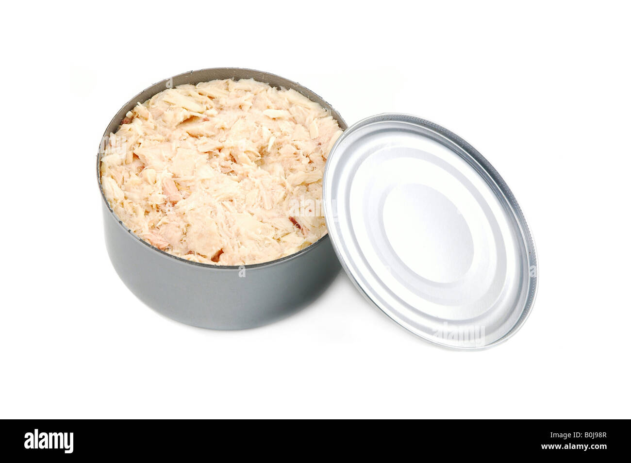 Open can of tuna fish with lid isolated on a white background Stock ...