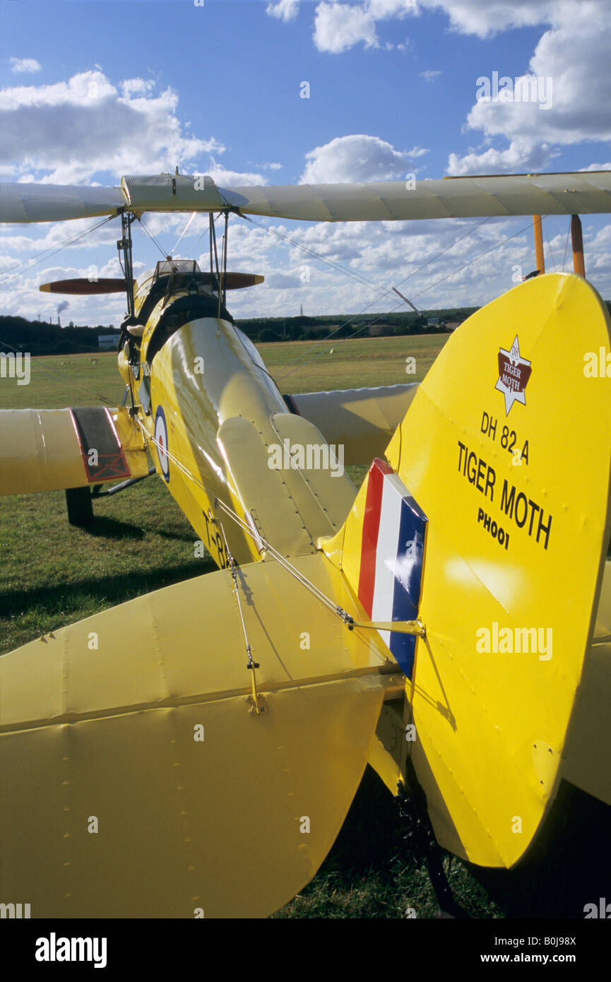 Old British trainer biplane De Havilland DH-82c Tiger Moth Stock Photo ...