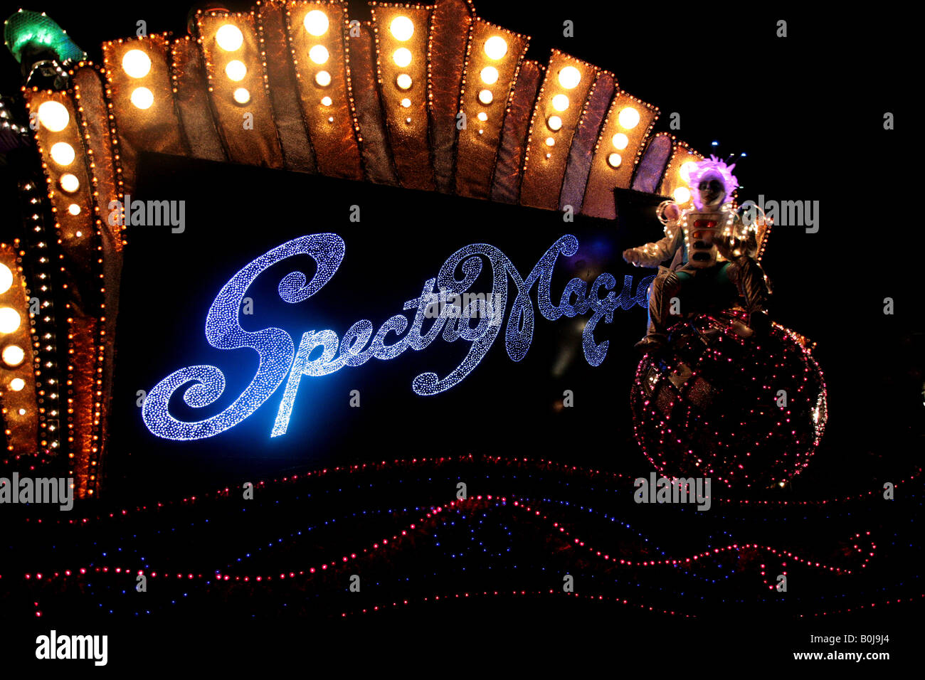 Night light parade at Magic Kingdom named Spectromagic. For Editorial ...