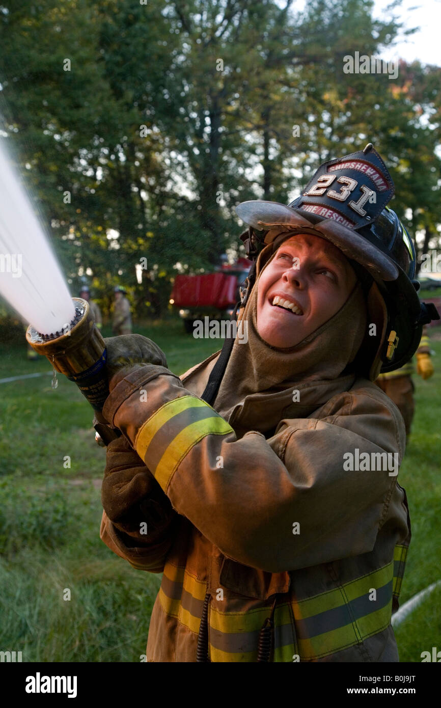 Female Volunteer Firefighter Stock Photo - Alamy