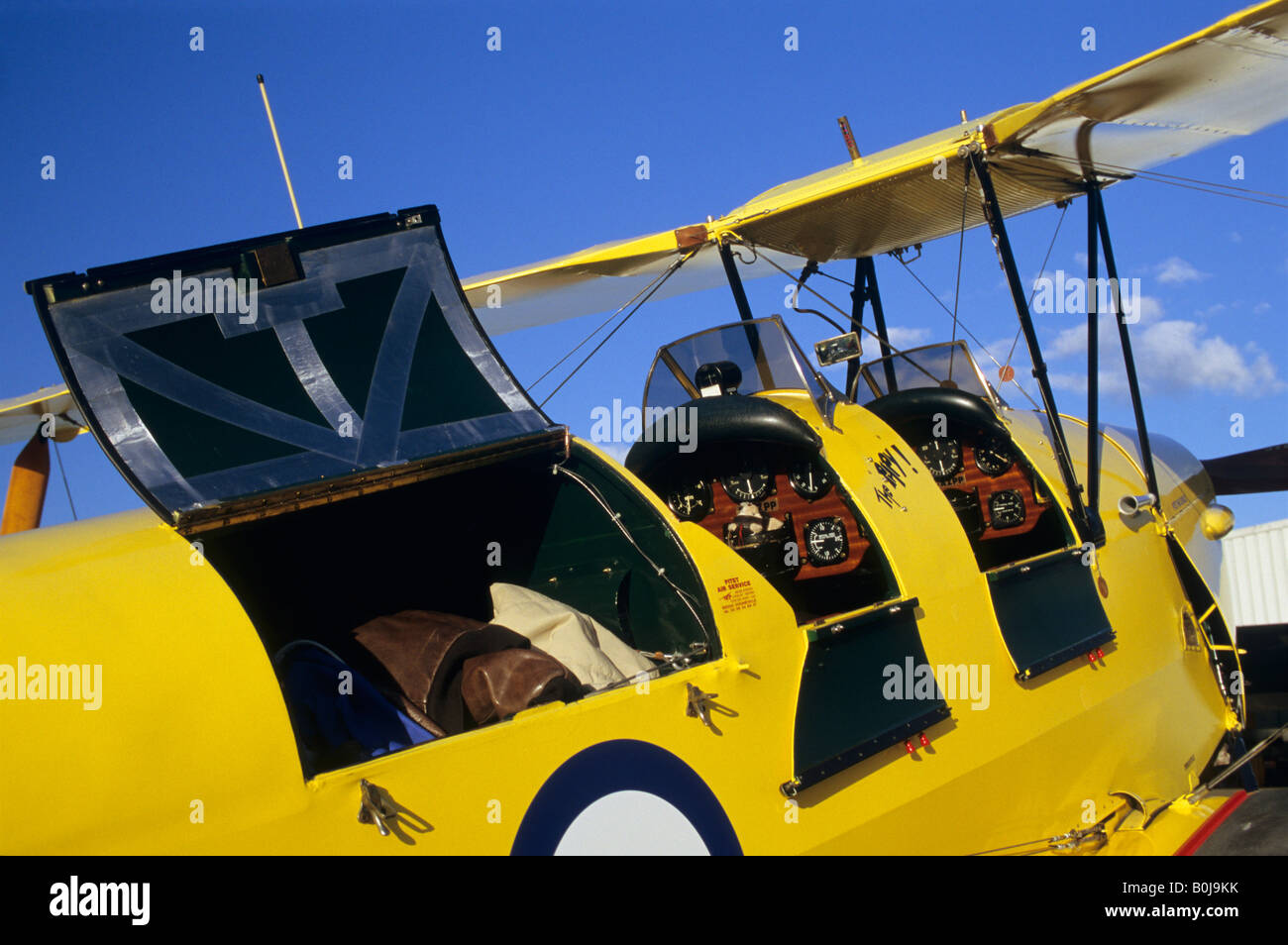 Old British trainer biplane De Havilland DH-82c Tiger Moth Stock Photo ...