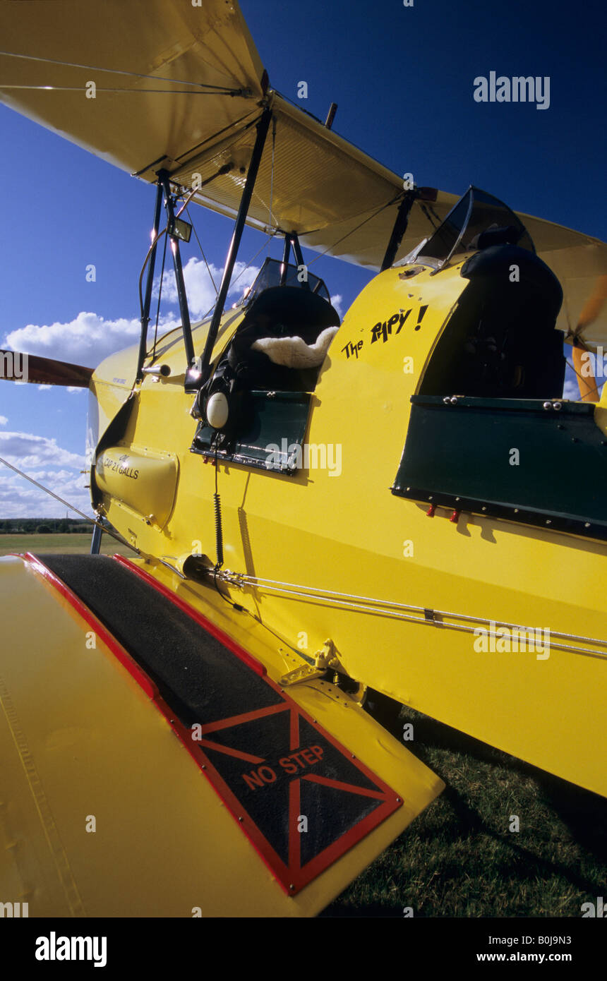 Old British trainer biplane De Havilland DH-82c Tiger Moth Stock Photo ...