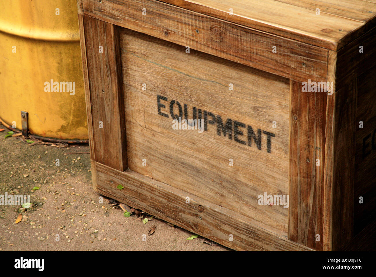 Box labeled as equipment Stock Photo - Alamy