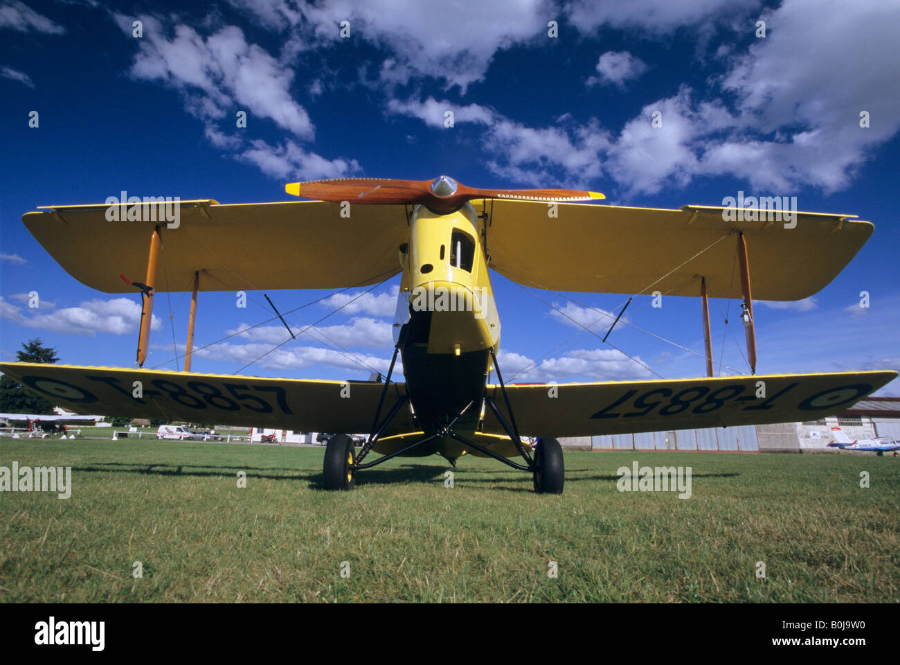 Old British trainer biplane De Havilland DH-82c Tiger Moth Stock Photo ...