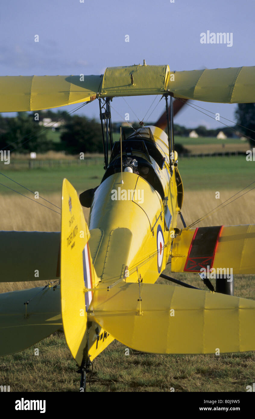 Old British trainer biplane De Havilland DH-82c Tiger Moth Stock Photo ...