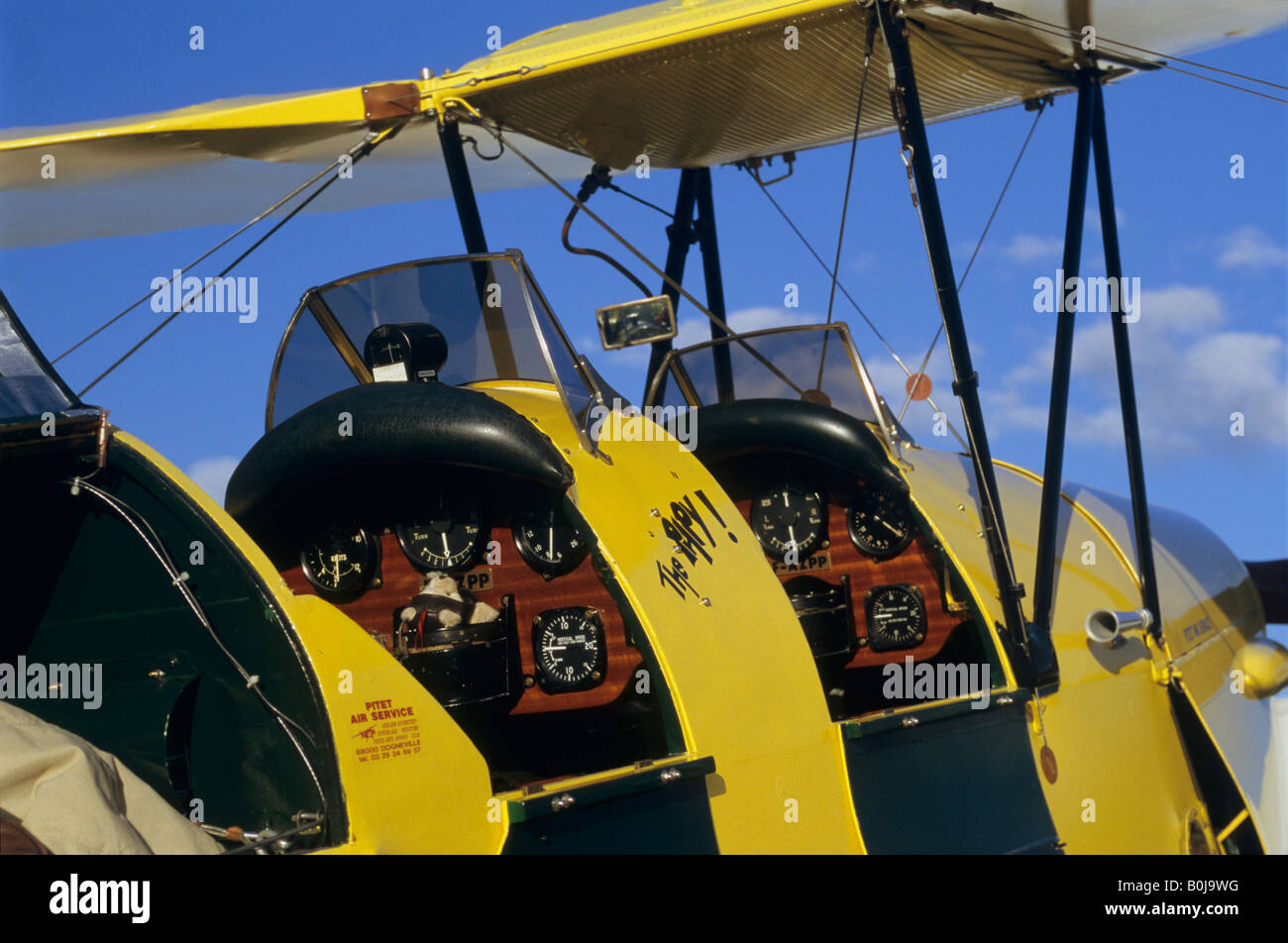 Old British trainer biplane De Havilland DH-82c Tiger Moth Stock Photo ...