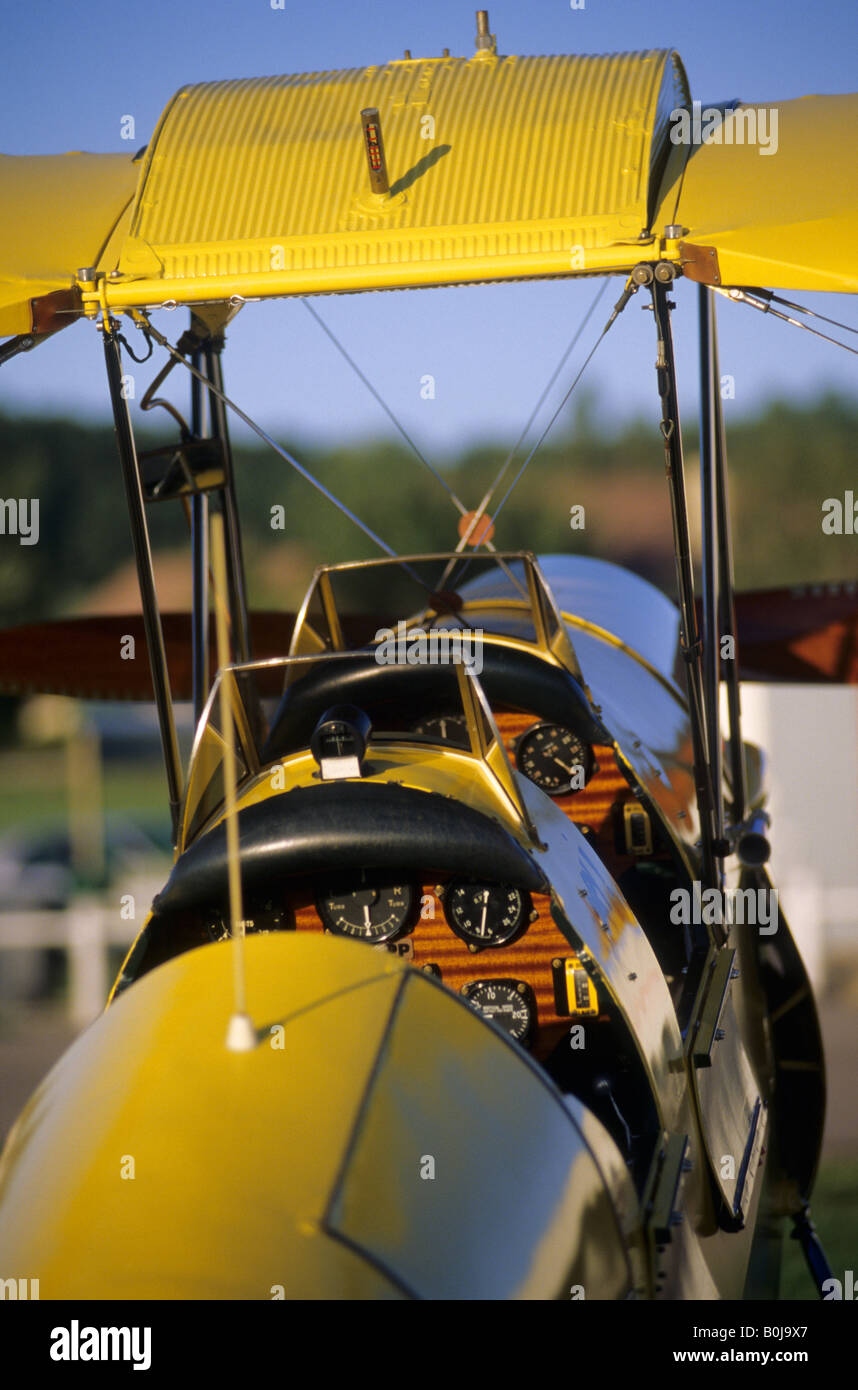 Old British trainer biplane De Havilland DH-82c Tiger Moth Stock Photo ...