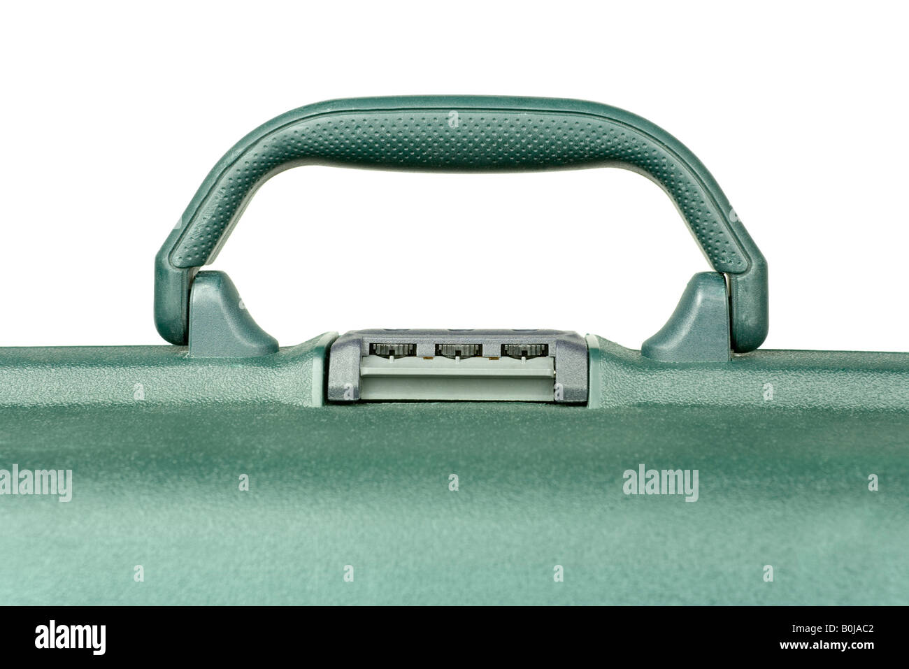 Handle of plastic travel suitcase Stock Photo - Alamy