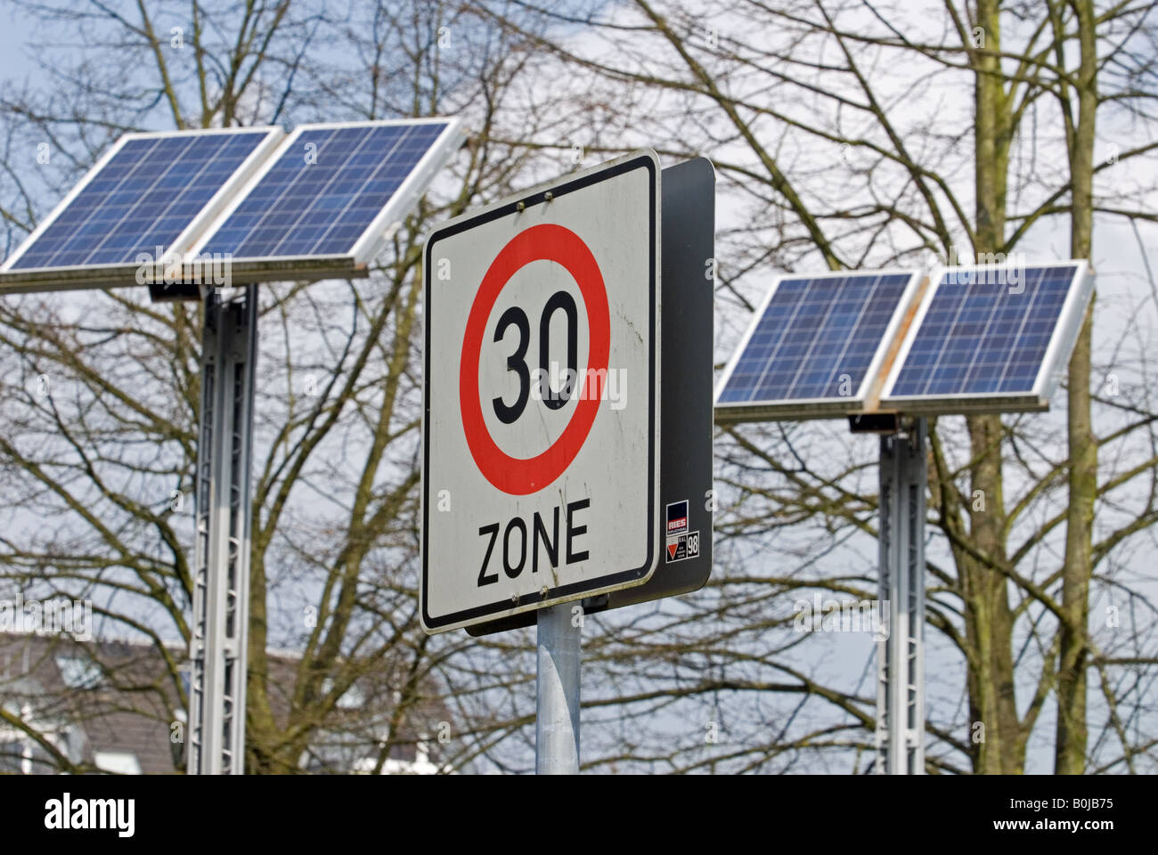 Solar panels producing power to homes in Opladen, a suburb of ...