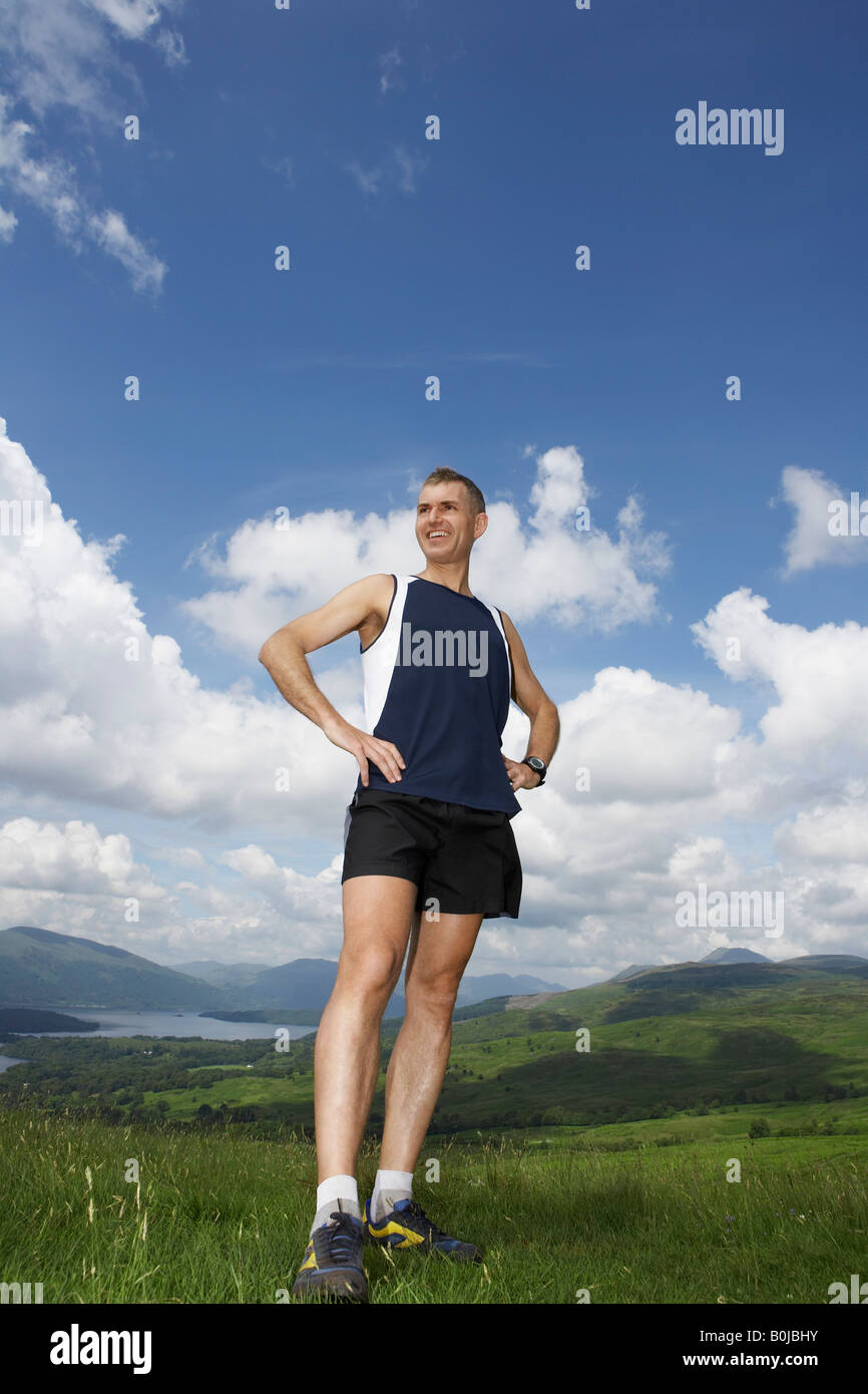 Person standing vest and shorts hi-res stock photography and images - Alamy