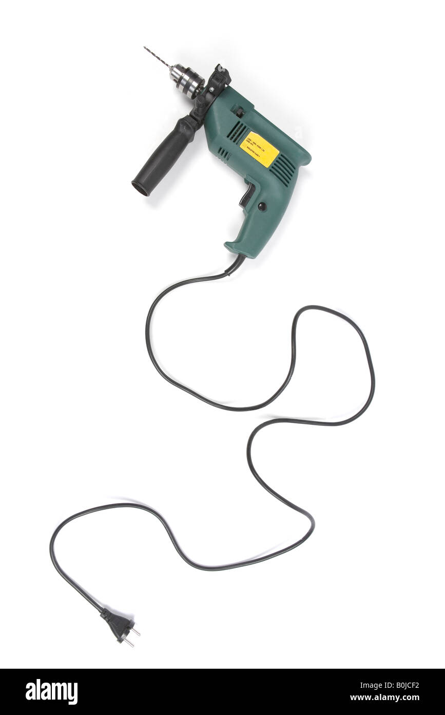 Electric drilling machine on a white background Stock Photo - Alamy