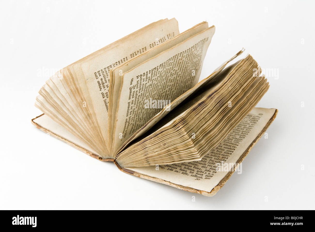 Open antique book on a white background Stock Photo - Alamy