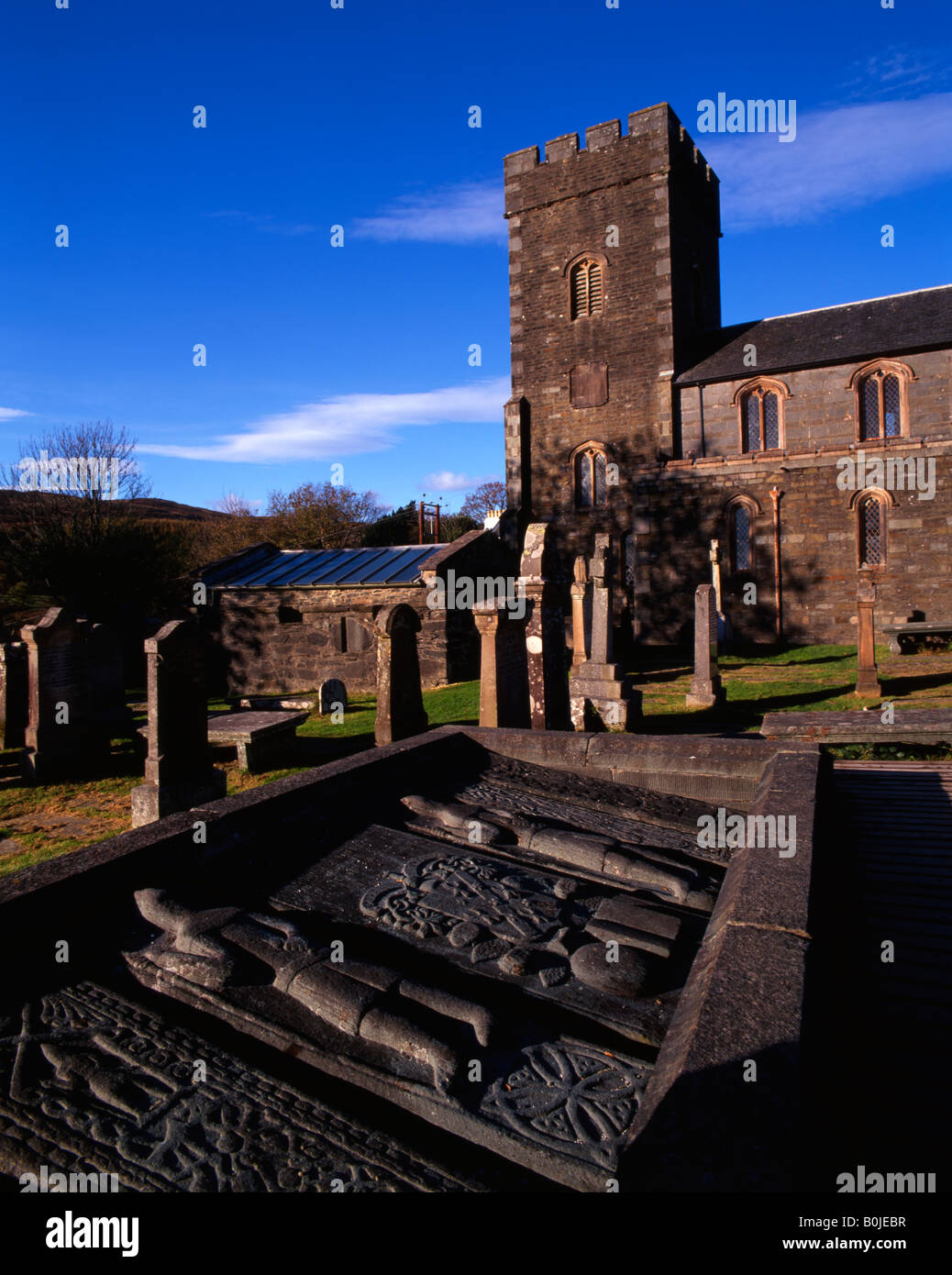 Gravestones, Kilmartin Church, Kilmartin Glen, Argyll, Scotland, UK ...