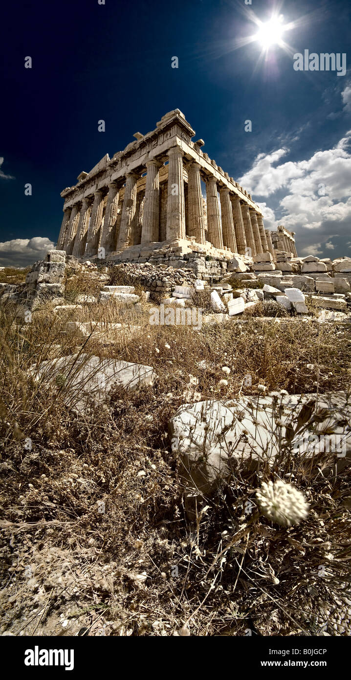 Wide Angle View of The Parthenon On The Acropolis, Athens, Greece Stock ...