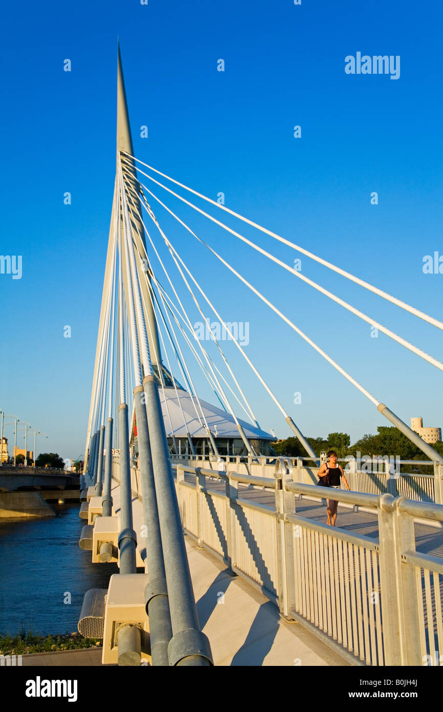 Esplanade Riel Bridge over the Red River Winnipeg Manitoba Canada Stock ...