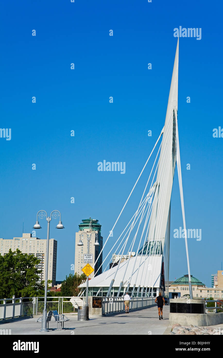 Esplanade Riel Pedestrian Bridge Winnipeg Manitoba Canada Stock Photo ...