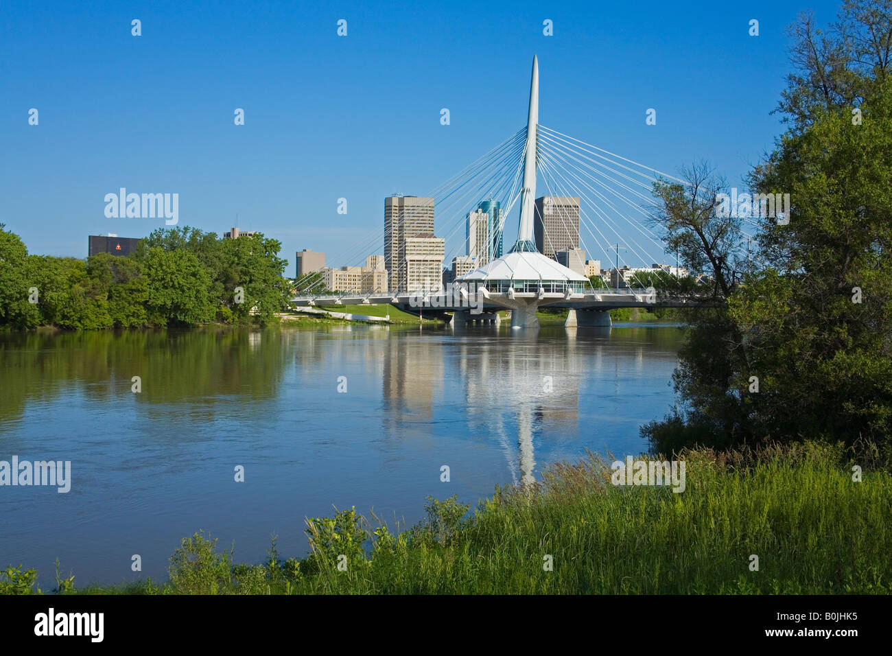 Esplanade Riel Pedestrian Bridge Winnipeg Manitoba Canada Stock Photo ...