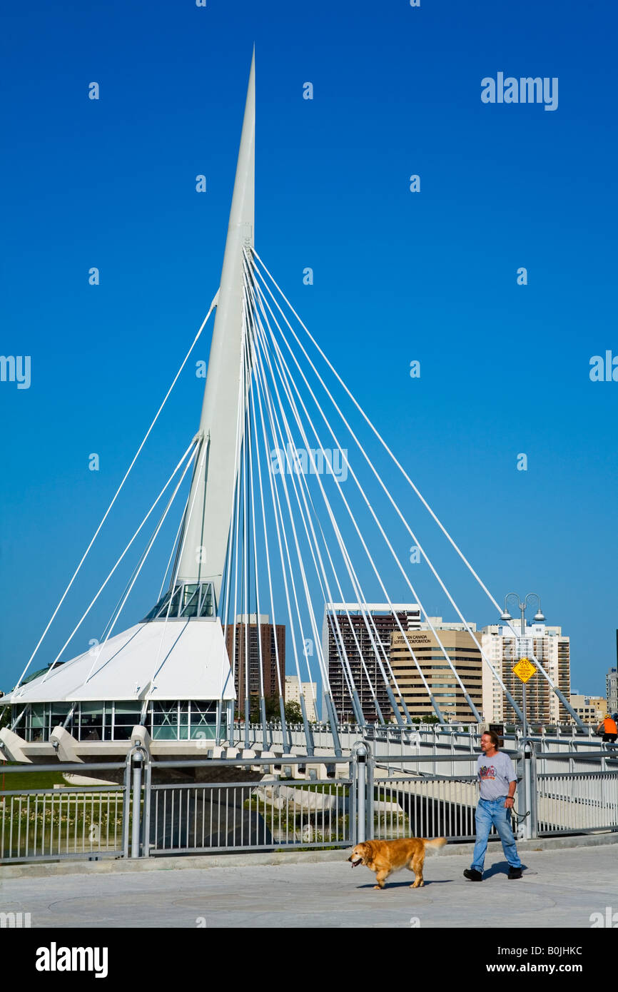 Esplanade Riel Pedestrian Bridge Winnipeg Manitoba Canada Stock Photo ...